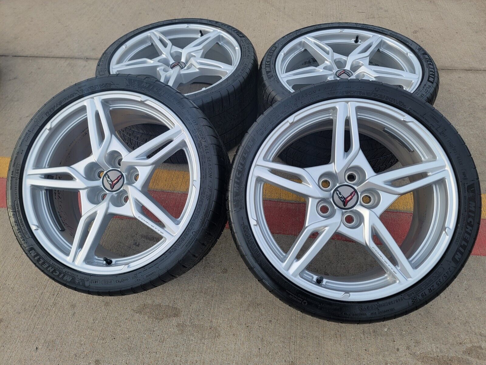 19" + 20" Chevy Corvette C8 OEM wheels rims 14007 14008 tires 2023 202 ...